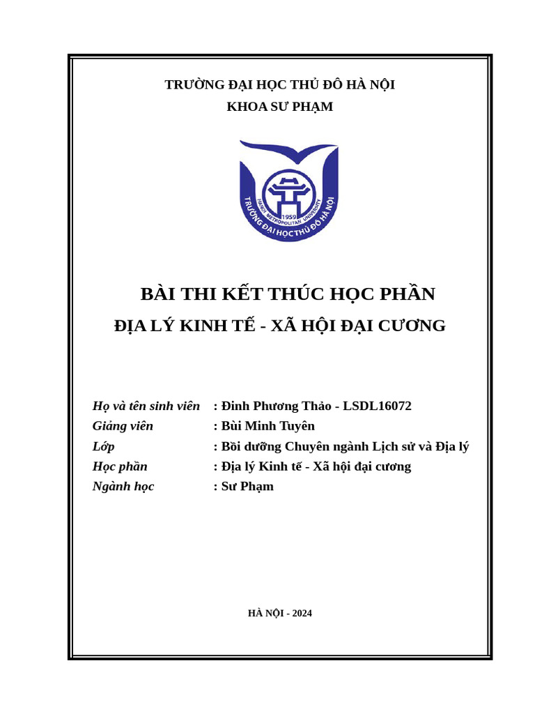 BTL ĐỊA KT XH ĐẠI CƯƠNG | PDF