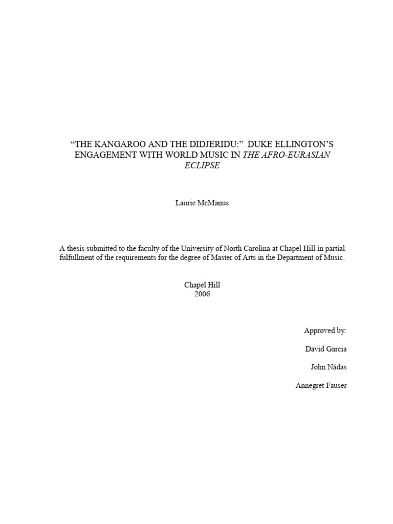 The Kangaroo and The Didjeridu Duke Ellington S Engagement With World ...