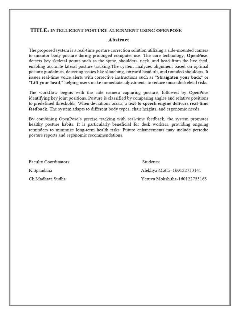 Real-Time Posture Correction System | PDF