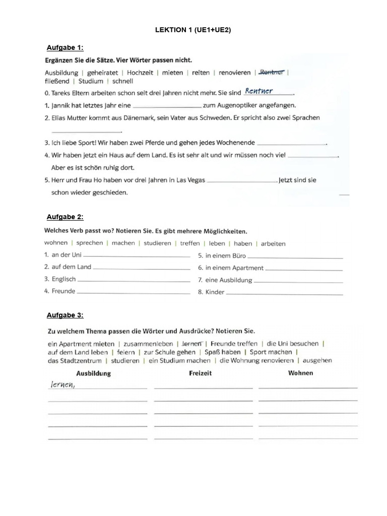 Lektion 1 (Ue1+ue2) | PDF