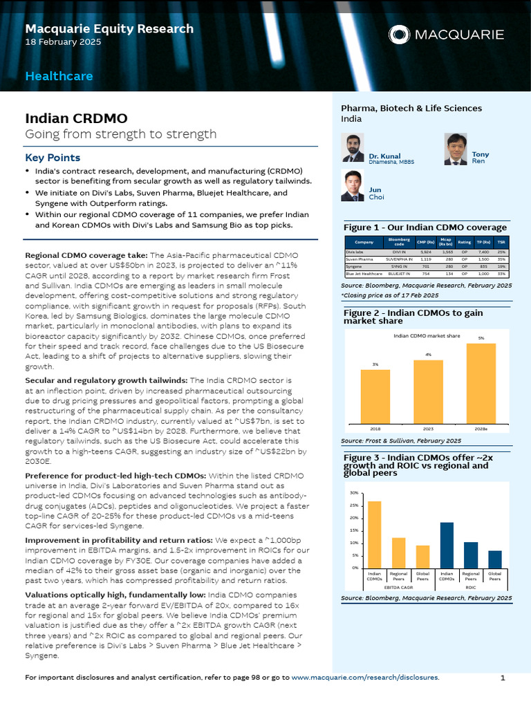 Macquarie CDMO | PDF | Pharmaceutical Industry | Food And Drug ...