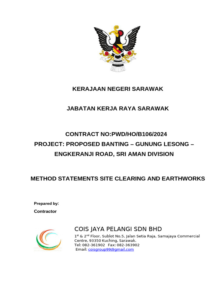 Method Statement for Site Clearing | PDF | Quality Assurance | Safety