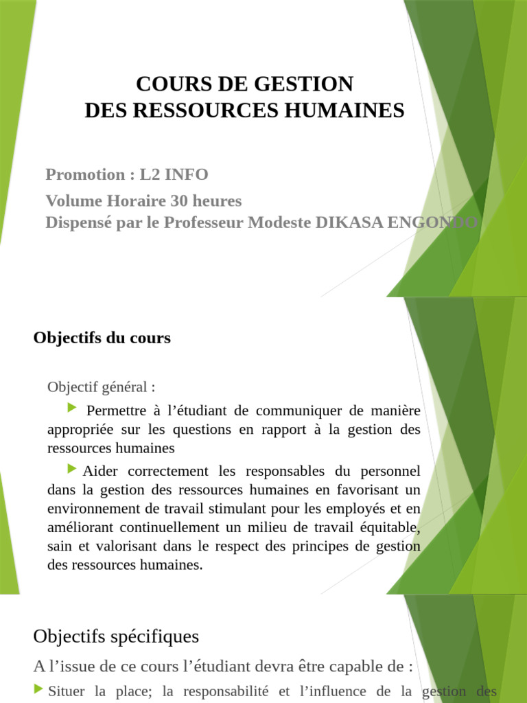 Cours de Gestion des Ressources Humaines | PDF | Recrutement | Gestion ...