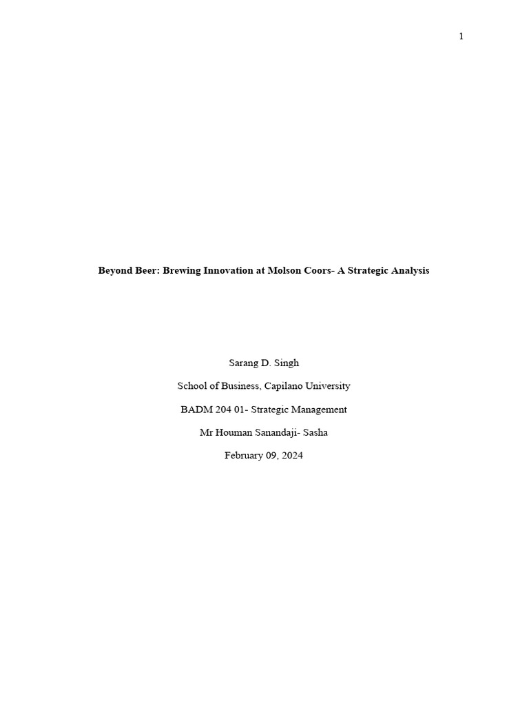 Case Study Badm204 by Sarang | PDF | Brand | Drink