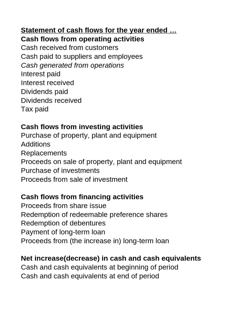 Template Cash Flow Statements | PDF | Dividend | Cash Flow Statement