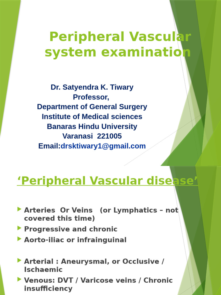 Peripheral Vascular System Examination Guide | PDF | Blood Vessel ...