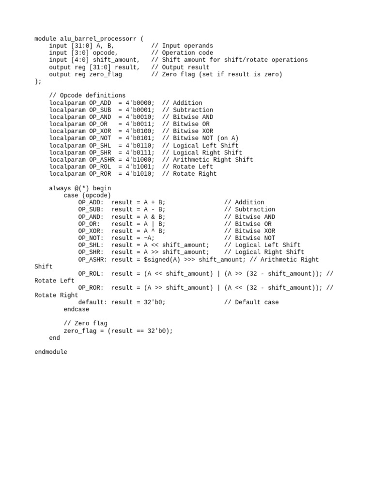 Module Alu - Barrel - Processorr ( | PDF