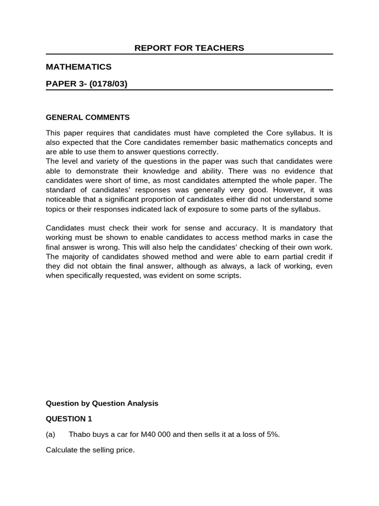 0178 Paper 3 Examiners' Report 2019 Edited | PDF | Interest | Circle