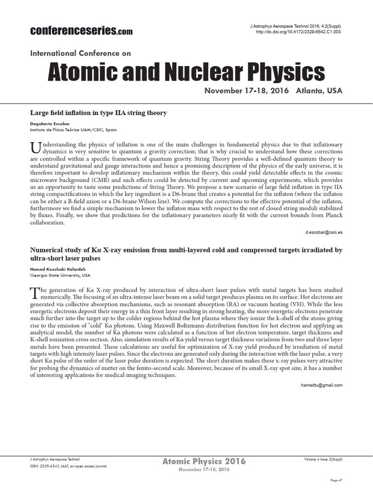 Advances in Atomic and Nuclear Physics: Conference Proceedings (2016 ...