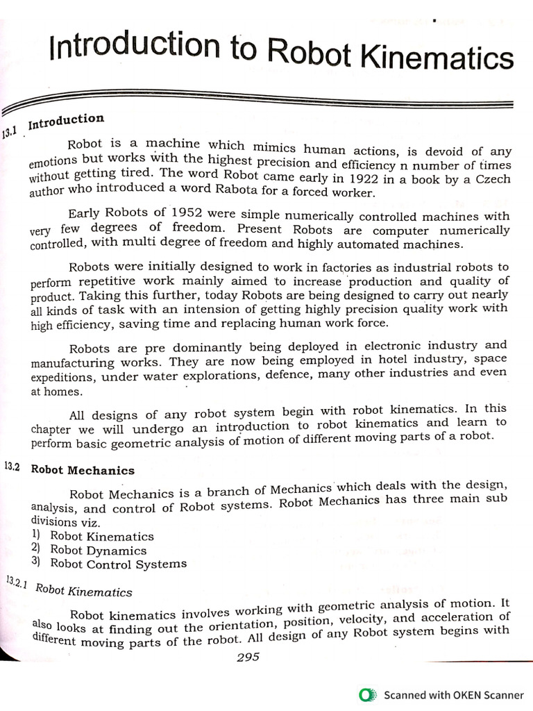 Robot Kinematics | PDF