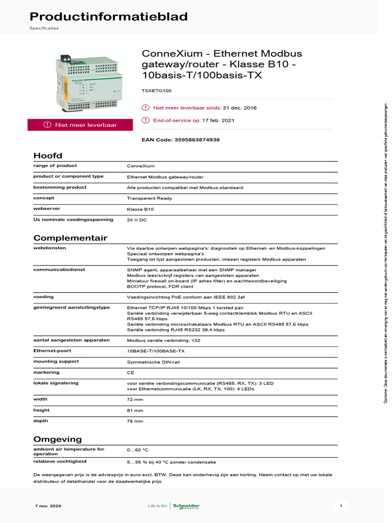 Schneider Electric - Modicon-Switch - TSXETG100 | PDF