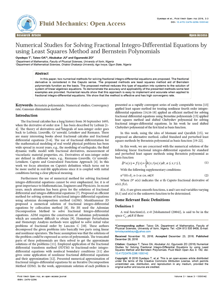 Numerical Solutions For Fractional Integro Differential Equations Using Least Squares Method And