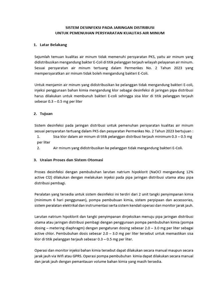 Sistem Desinfeksi Pada Jaringan Distribusi | PDF
