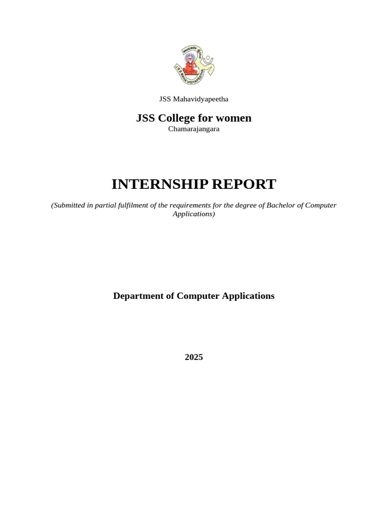 Internship Report: BCA at JSS College | PDF | Internship | Job Hunting