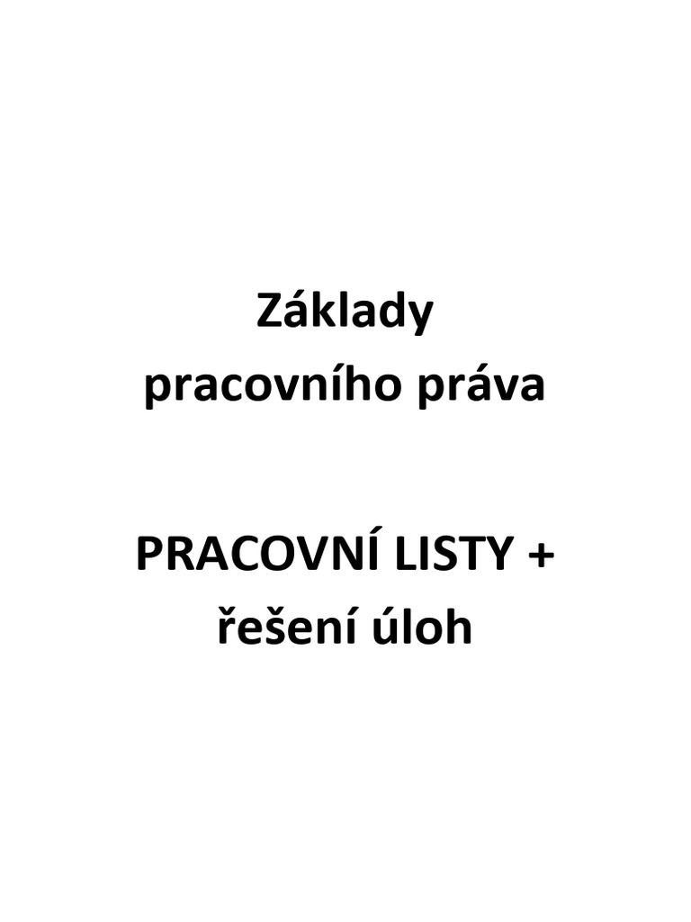 Pracovni Listy Pracovni Pravo Reseni | PDF