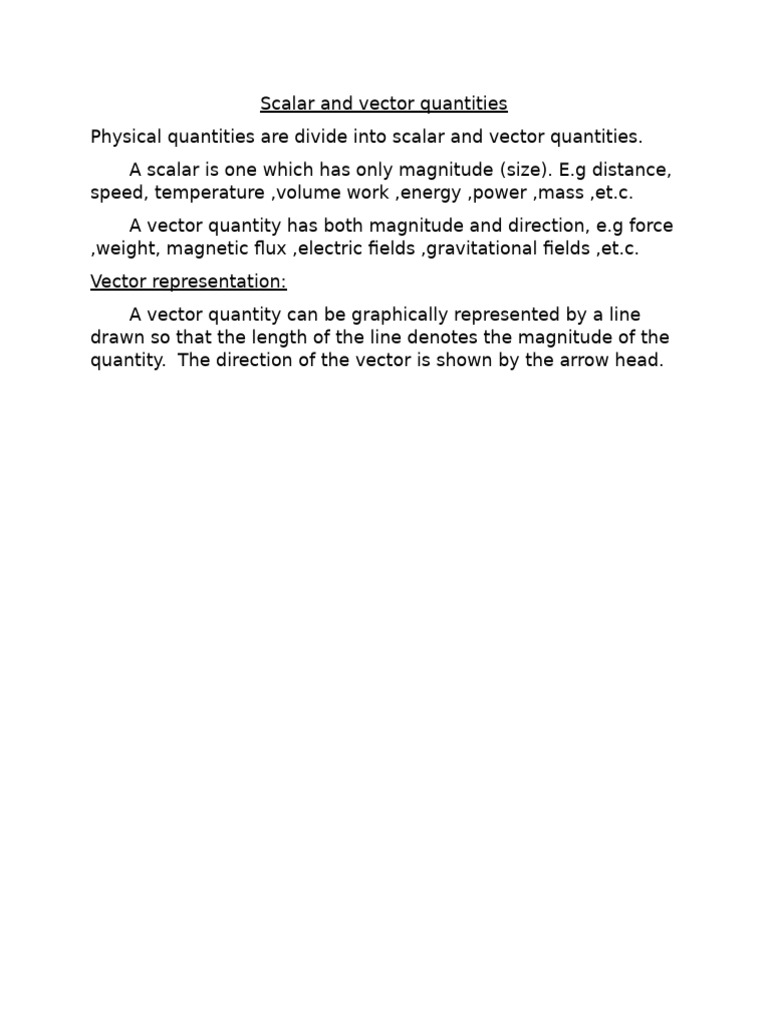 Scalar and Vector Quantities | PDF