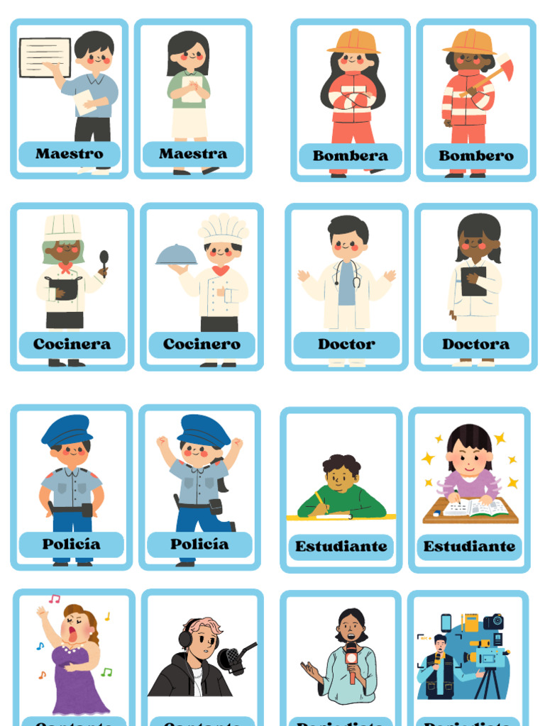 Tarjetas Profesiones | PDF
