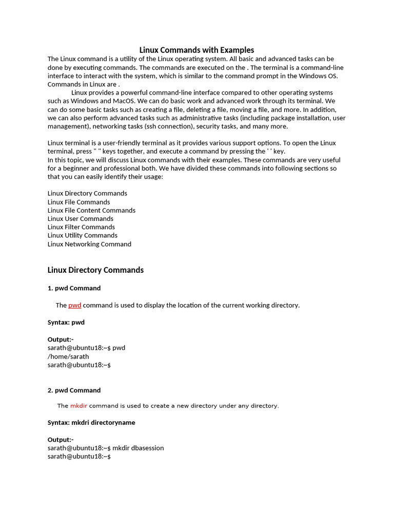 1.1 Basic of Linux Commands | PDF | Command Line Interface | Filename