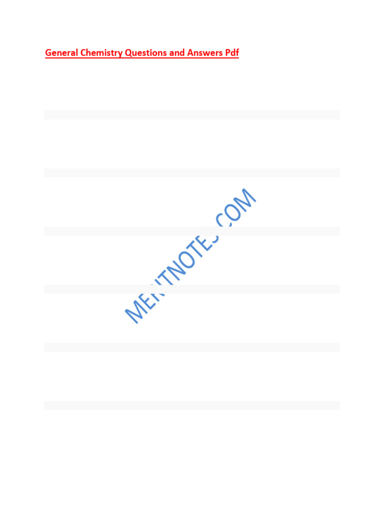 General Chemistry Questions and Answers | PDF