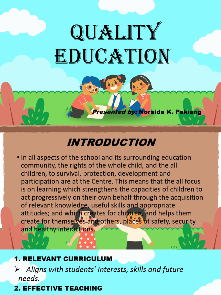 Quality Educationrepresented By Pakiang Pdf File Pdf Learning