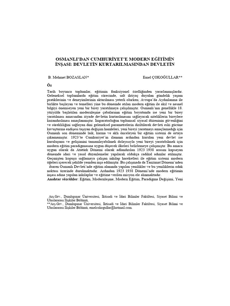 OSMANLI___DAN CUMHUR__YET___E MODERN E____T__M__N __N__ASI_ DEVLET__N KURTARILMASINDAN DEVLET__N ...