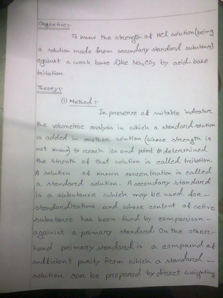 Chemistry Experiment No 3 (STANDARDIZATION OF HYDROCHLORIC ACID (HCL) SOLUTION WITH STANDARD ...