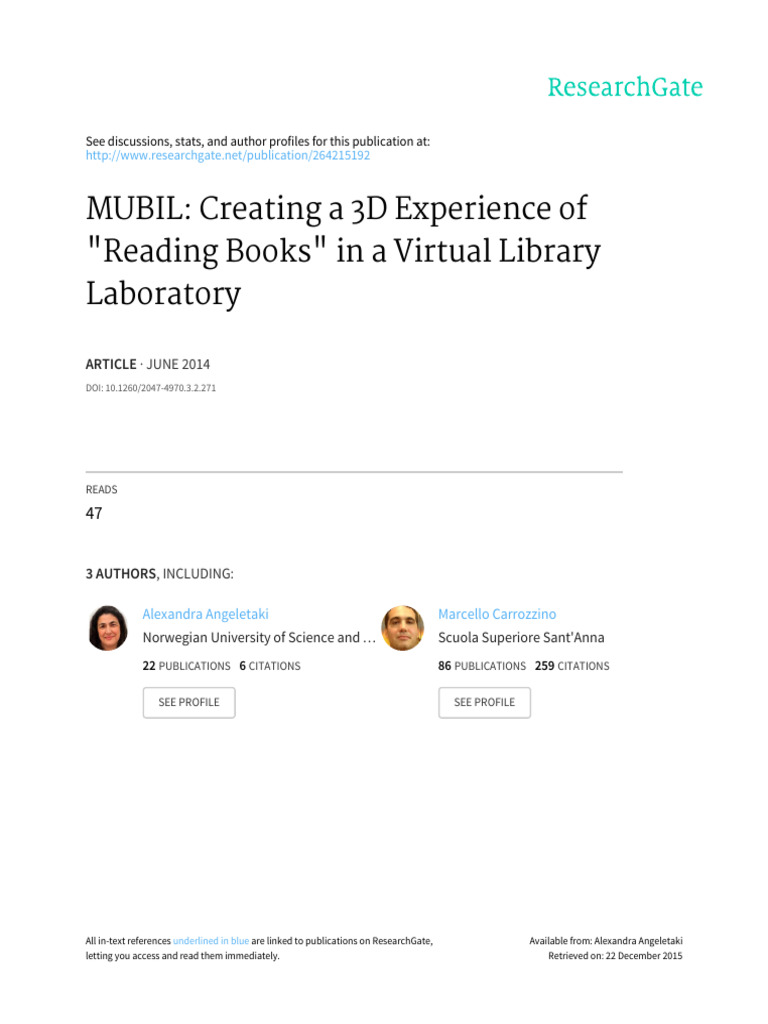 3D Virtual Library Experience for Books | PDF | Experience | 3 D ...