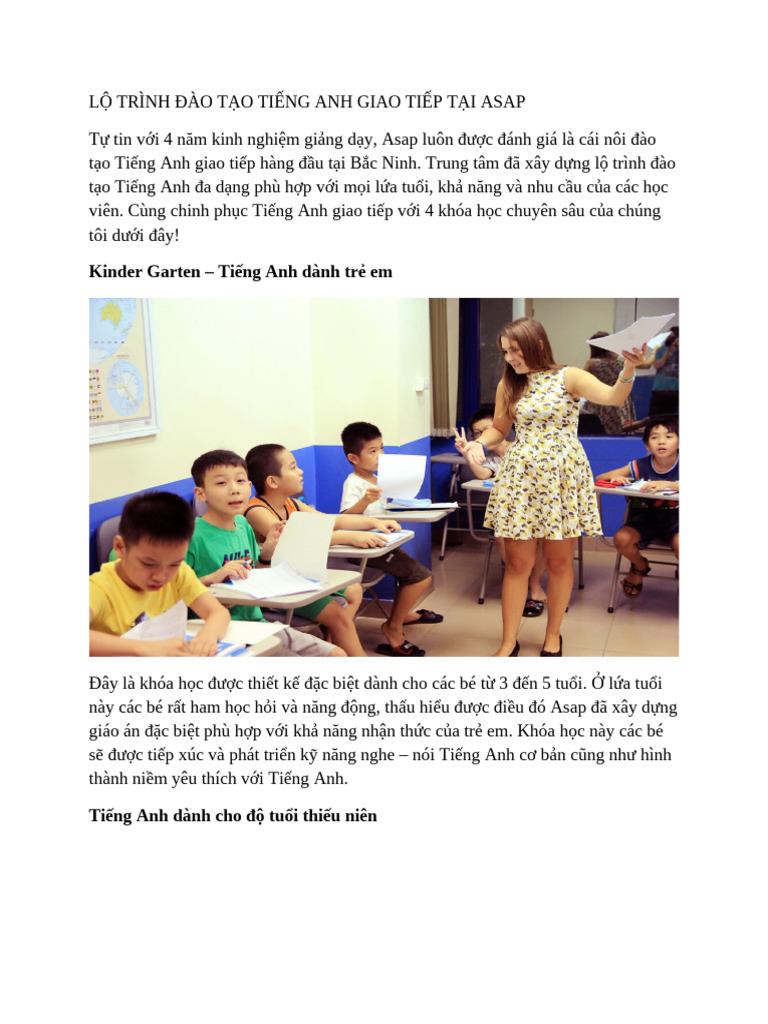 LỘ TRÌNH ĐÀO TẠO TIẾNG ANH GIAO TIẾP TẠI ASAP | PDF