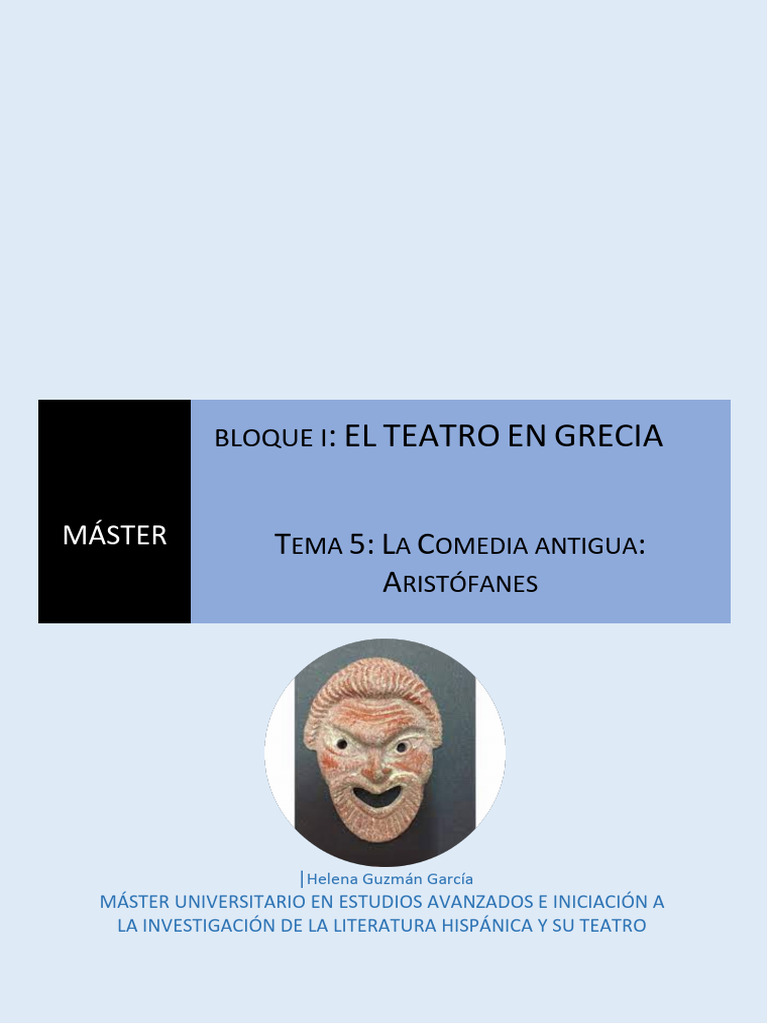 Tema 5 La Comedia Antigua, Aristófanes | PDF | Aristófanes | Eurípides