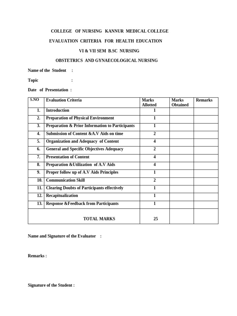 Health Education Evaluation Criteria | PDF