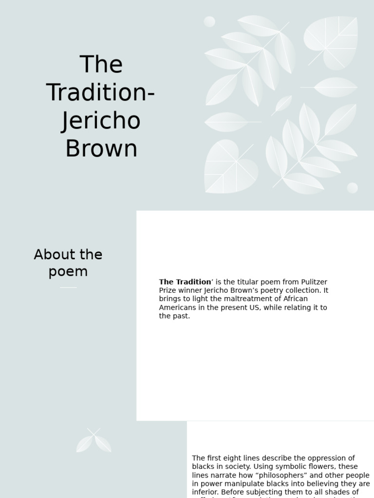 The Tradition-Jericho Browm | PDF