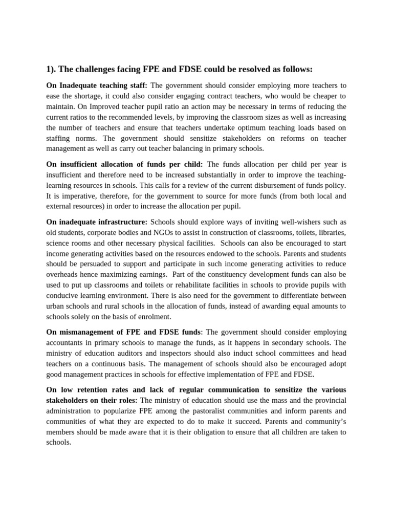 The Challenges Facing FPE and FDSE | PDF | Teachers | Economies