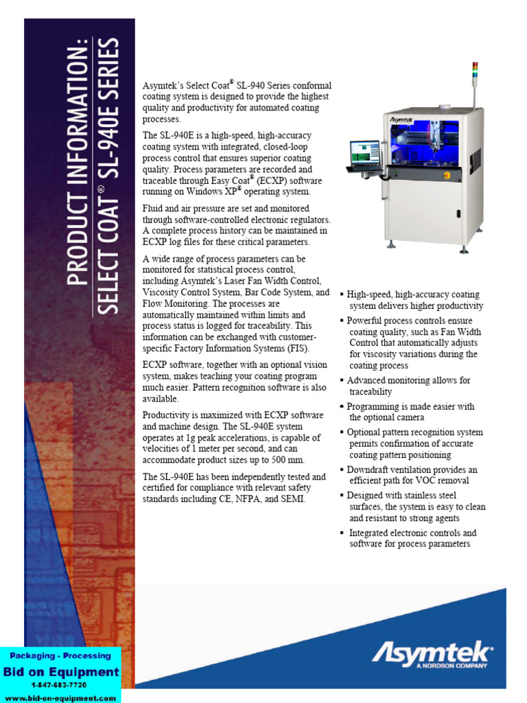 ASYMTEK Select Coat SL-940E Series | PDF | Viscosity | Software