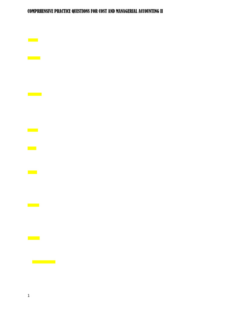 CVP Analysis Practice Questions Guide | PDF | Gross Margin | Supply (Economics)