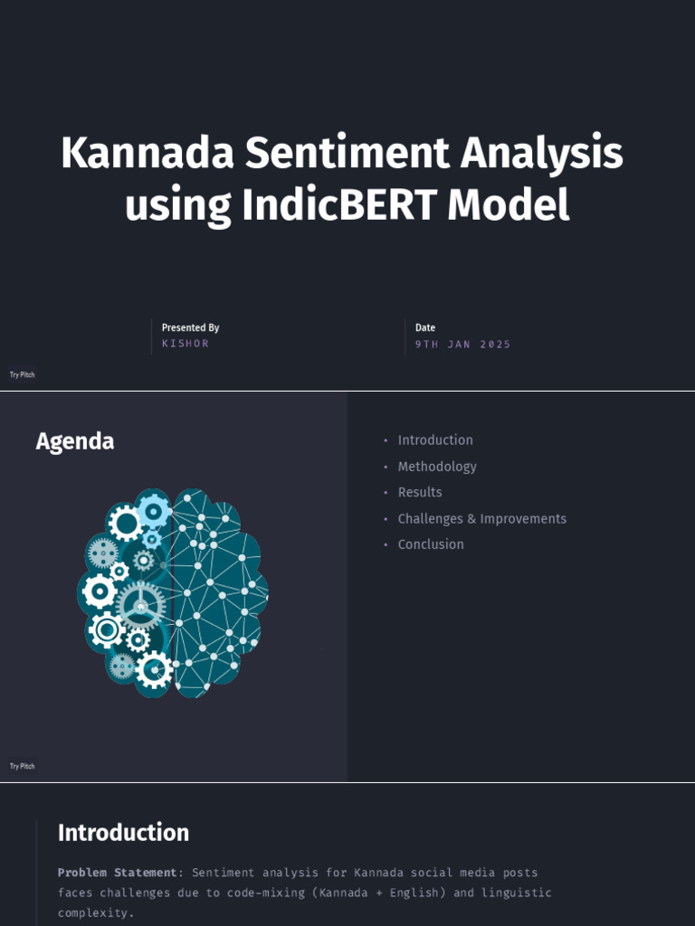 Kannada Sentiment Analysis Using IndicBERT Model - Kishor-1-8 | PDF