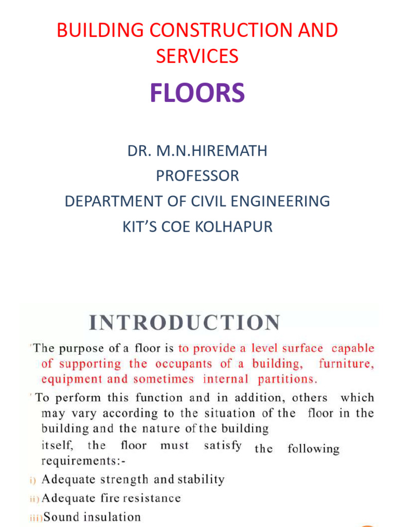 Building Construction and Services: Floors | PDF