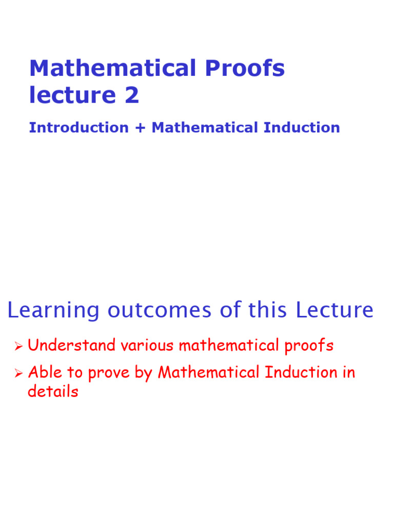 Mathematical Proofs: Induction Explained | PDF | Mathematical Proof | Metalogic