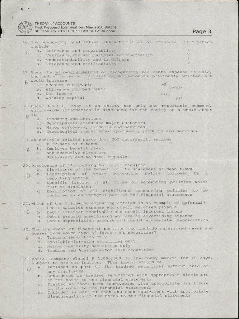 TOA - First Preboard 3 | PDF