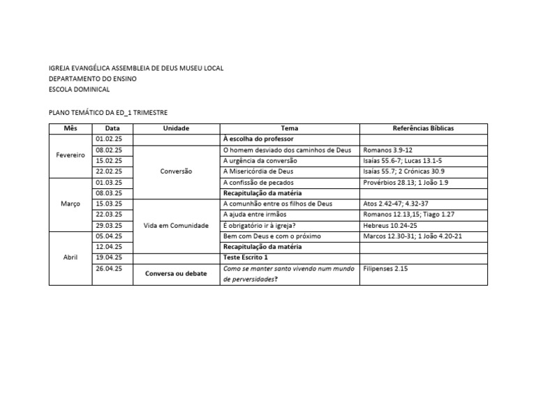 Plano Tematico ED 1 TRIM_2024_073422 | PDF