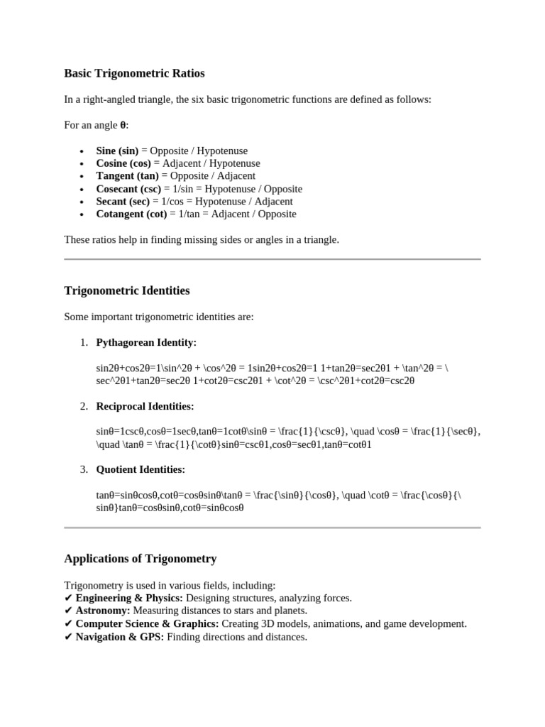 Essential Trigonometric Ratios Explained | PDF
