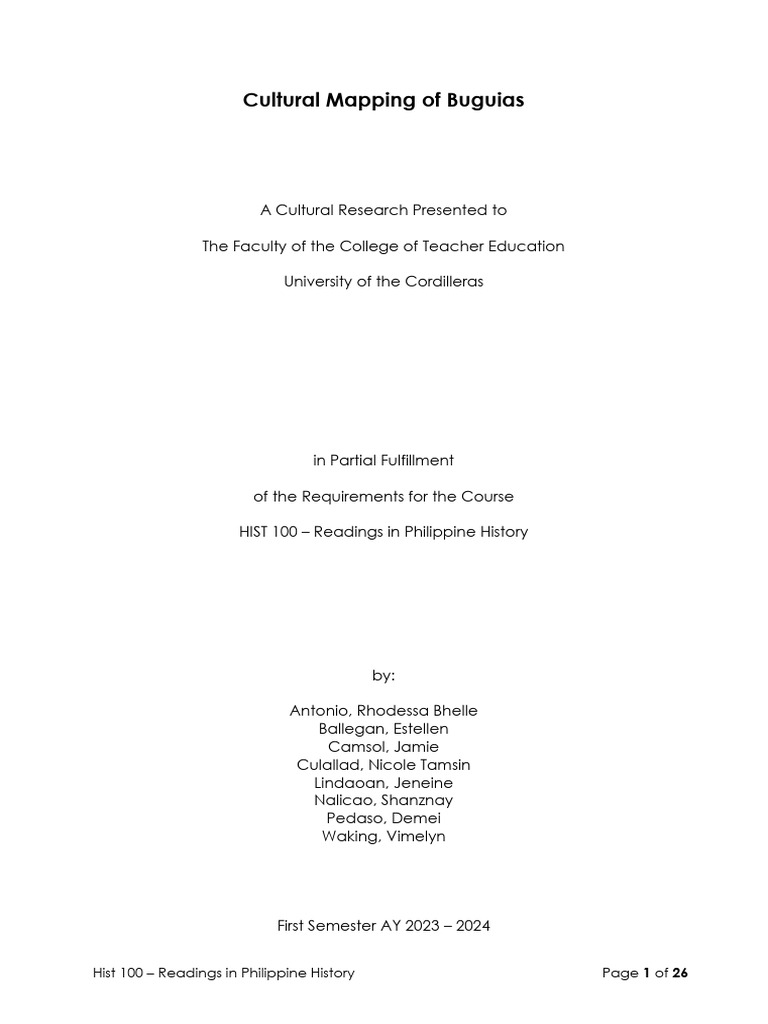 Cultural Mapping of Buguias, Philippines | PDF