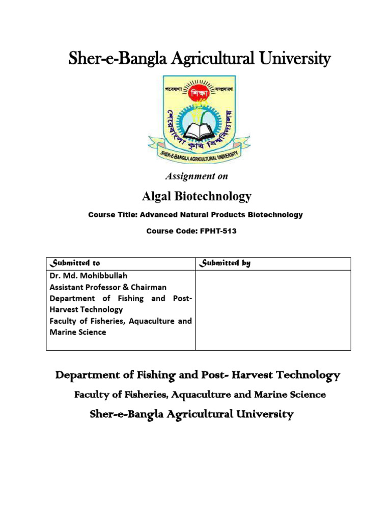 Algal Biotechnology: Applications & Benefits | PDF | Algae | Biotechnology