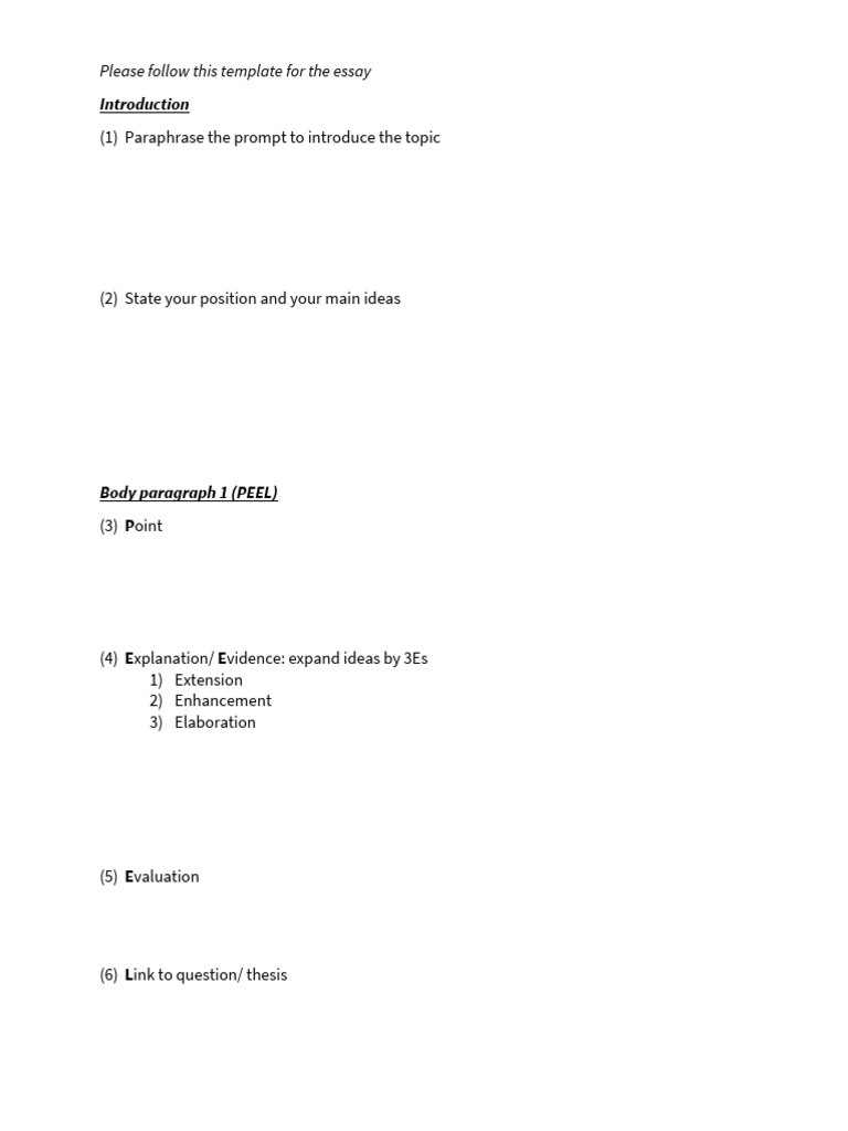 Please Follow This Template For The Essay | PDF