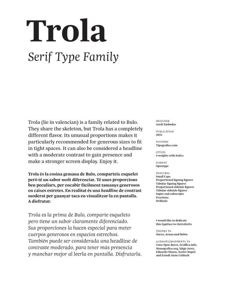 Trola Cyrillic Specimen | PDF