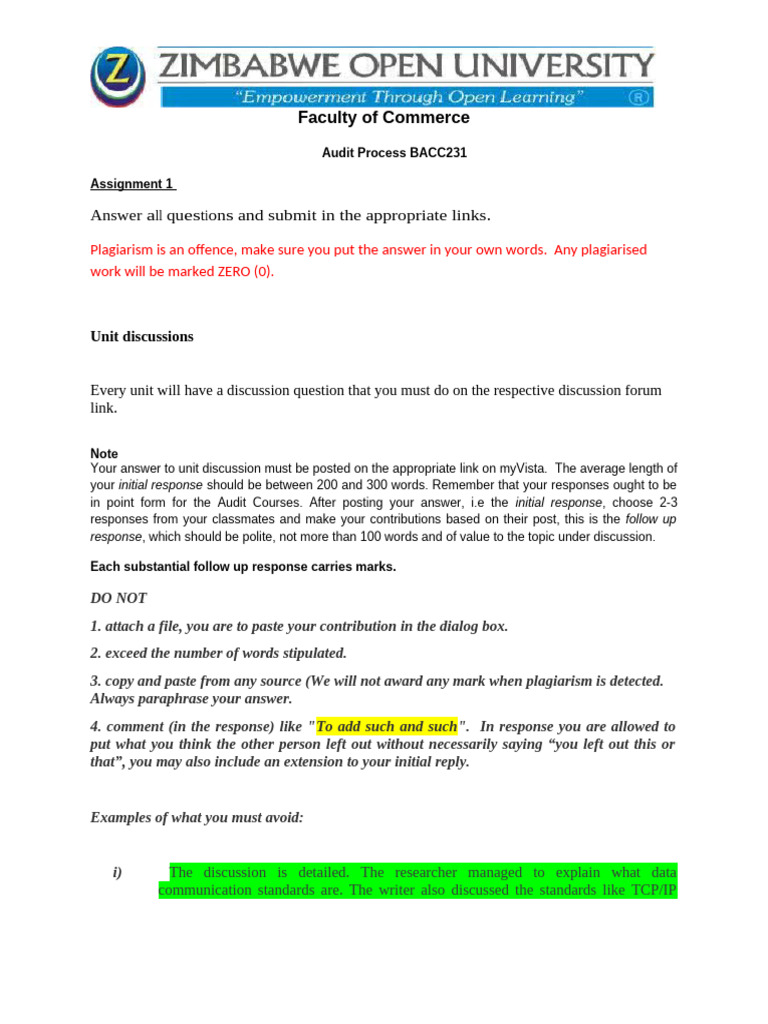 Bacc231 Audit Process Assignment 1 Instructions | PDF