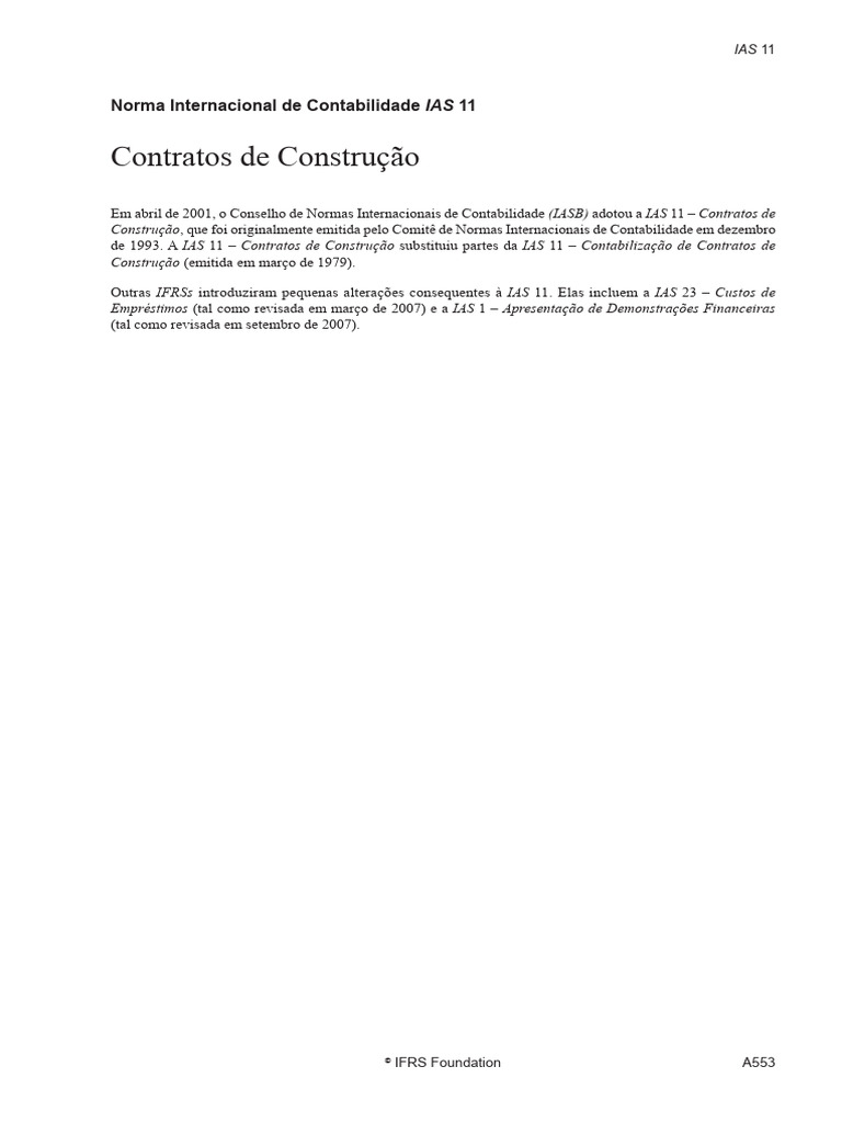 ias-11-construction-contracts-pt | PDF | Contabilidade | Custo