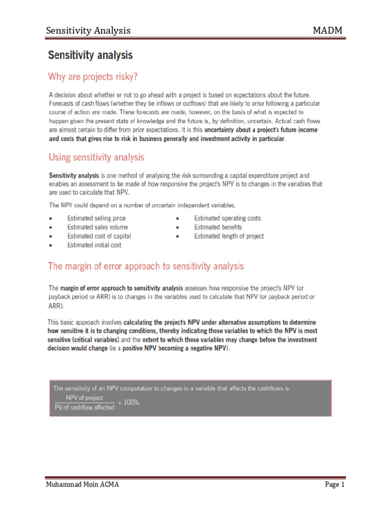 Sensitivity analysis | PDF