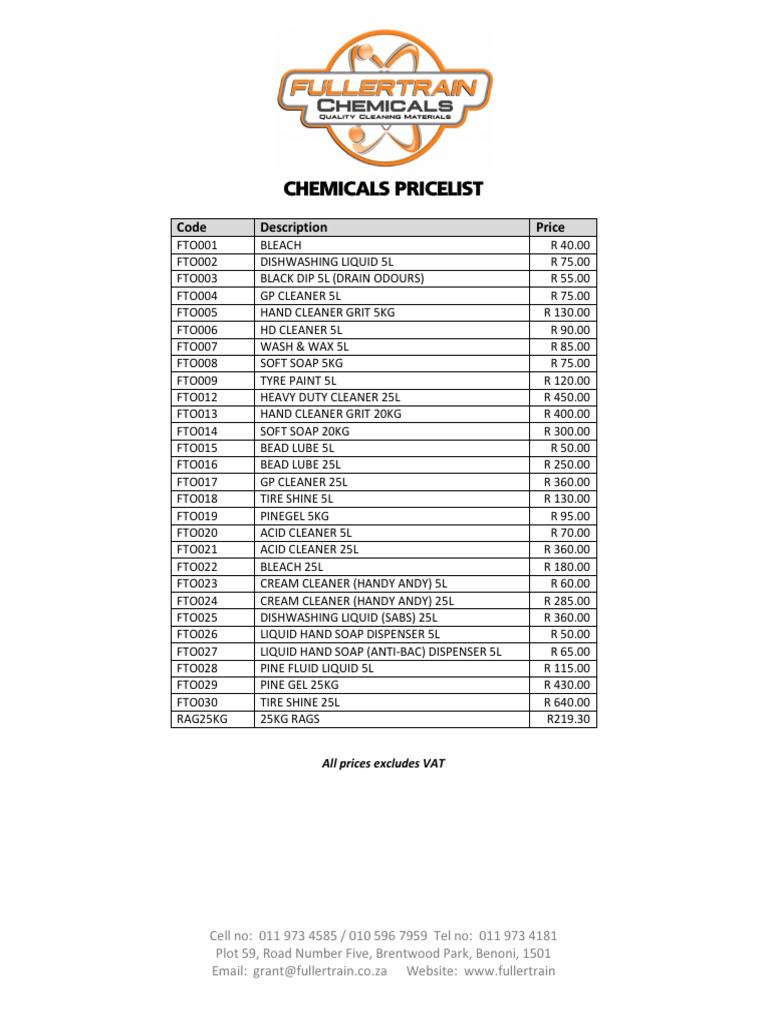 Chemicals Price List 2024 | PDF