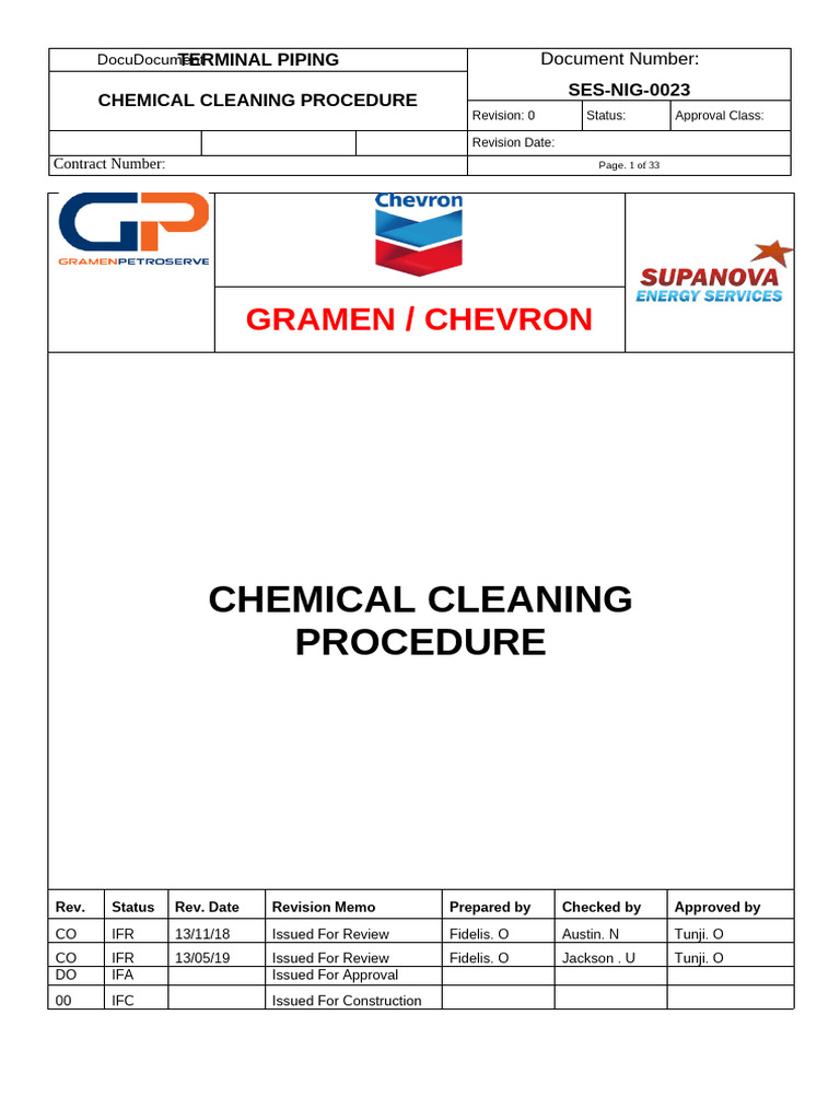 Chemical Cleaning Procedure Rev | PDF | Waste | Toxicity