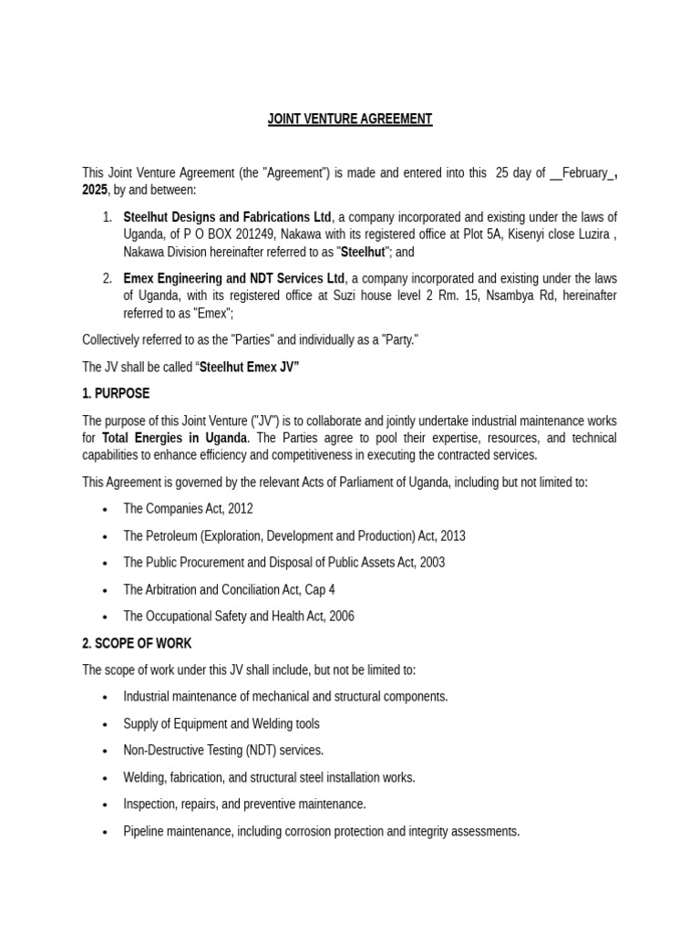 2 Joint Venture Agreement | PDF | Joint Venture